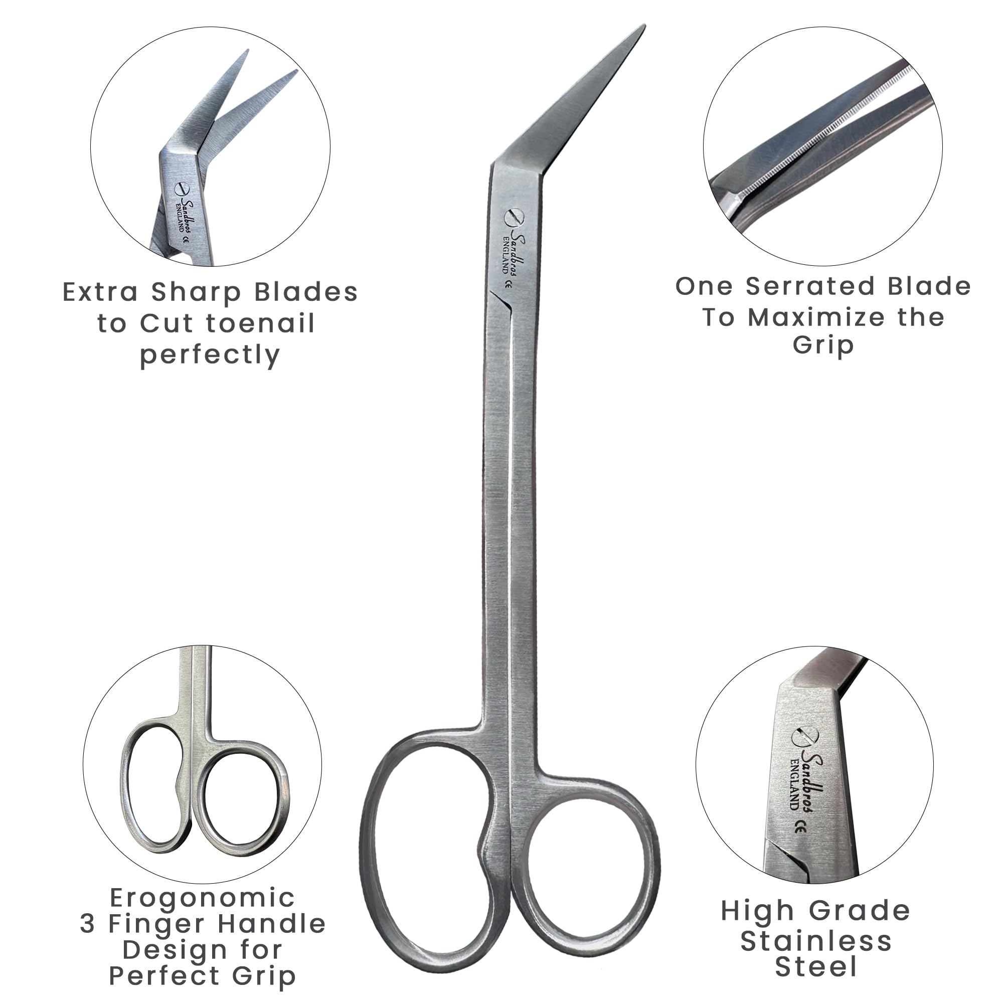 Toenail Clippers Extra Long & Thick Toe Nail Scissors – 7.5 Inch ...