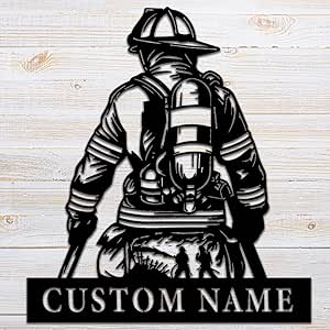 Amazon.com: Custom Firefighter Metal Wall Sign - Personalized ...