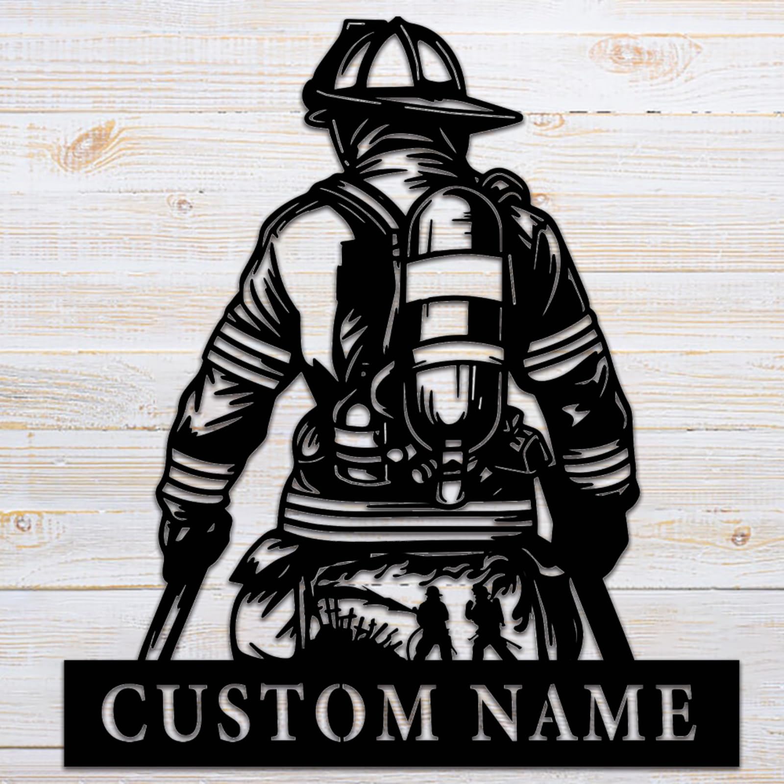 Amazon.com : Custom Firefighter Metal Wall Sign - Personalized ...