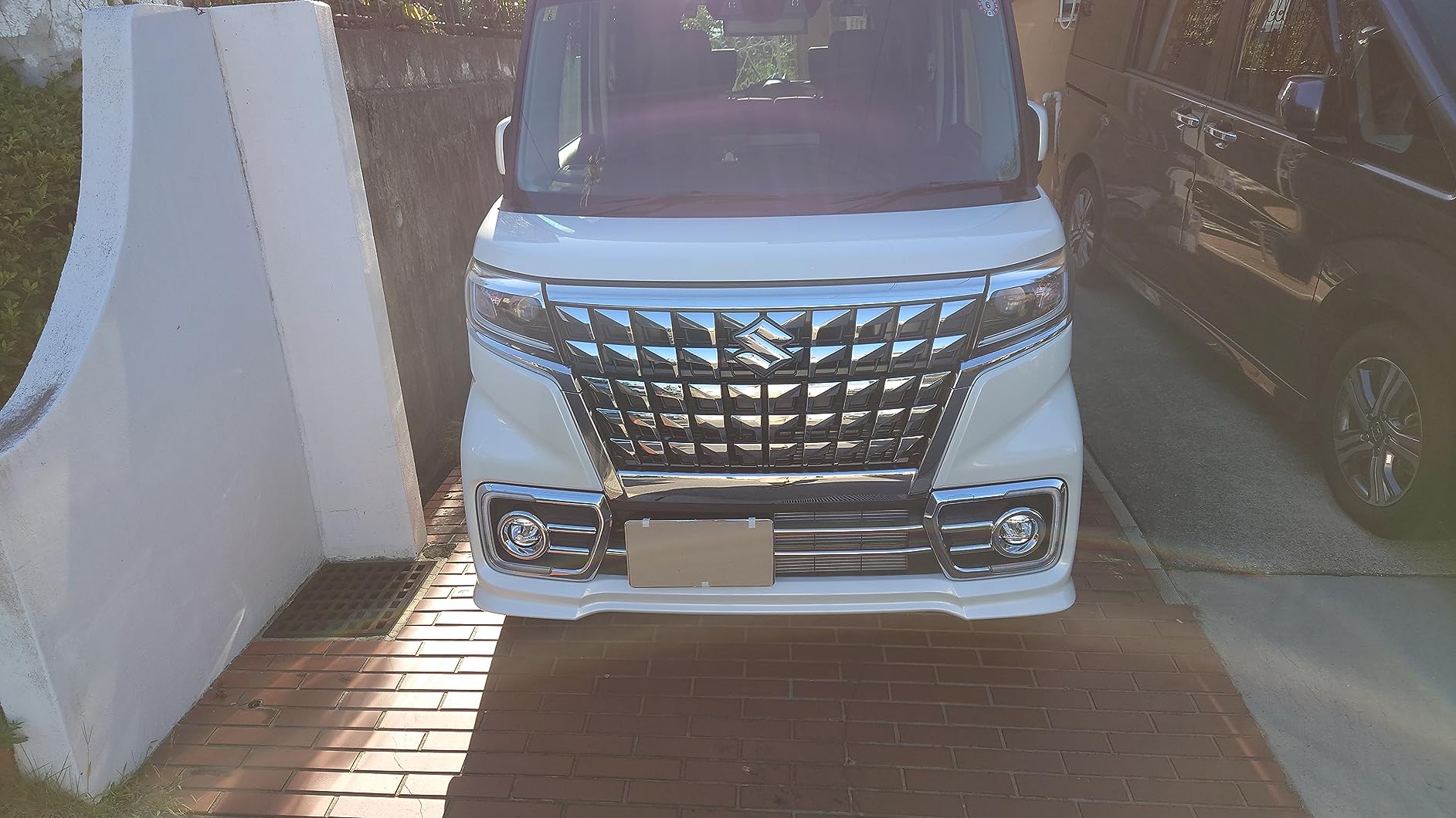 Amazon | BM スズキ スペーシア カスタム MK53S フロントグリルカバー フロントリッププロテクター カスタム パーツ 外装 ガーニッシュ ステンレス 傷防止 4606 ...