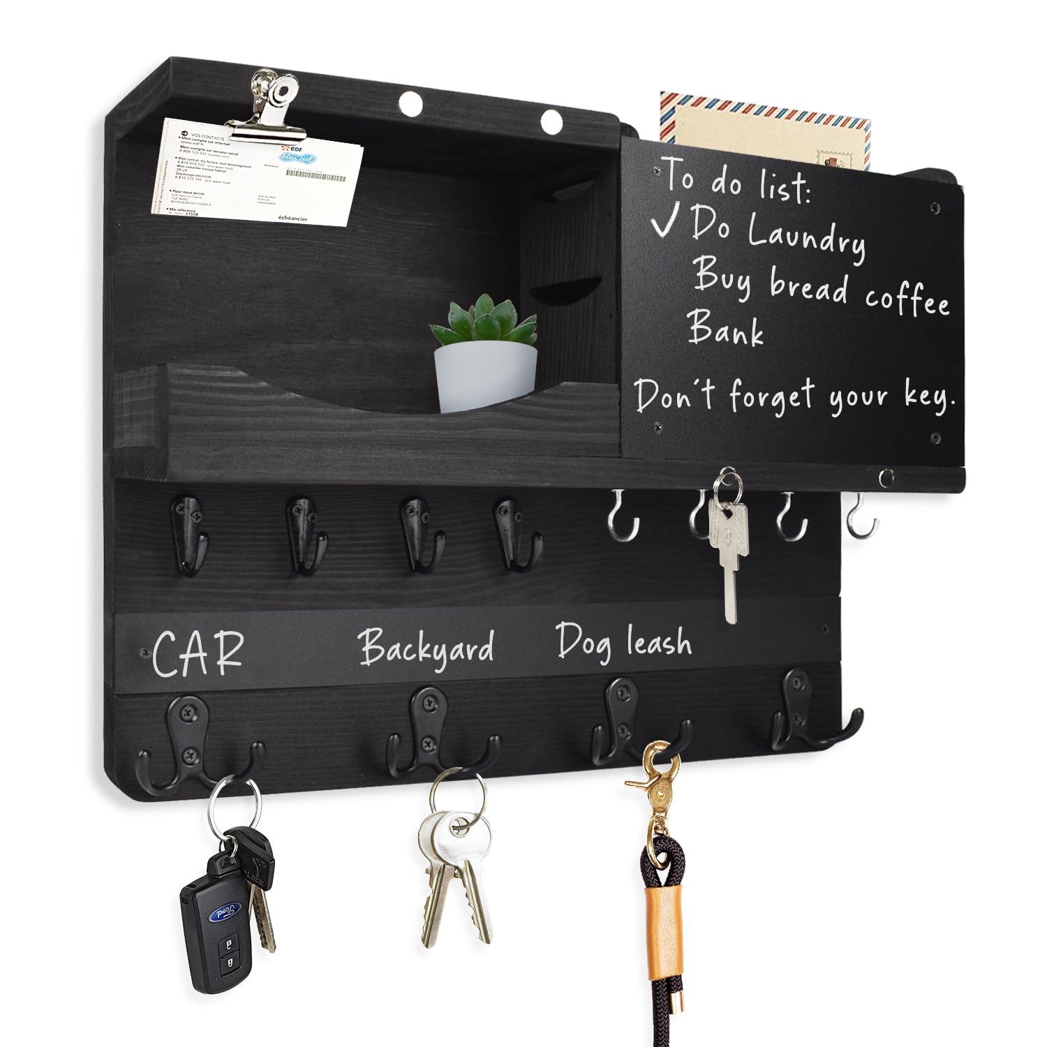 Amazon.com: HEKOOLA Farmhouse Key and Mail Holder for Wall Decorative ...