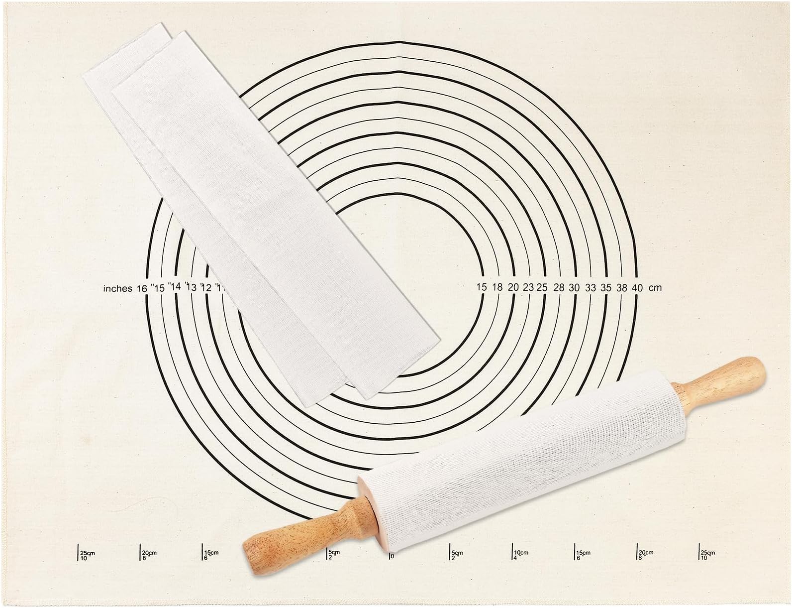 Amazon.com: Ateco Canvas Pastry Cloth and Rolling Pin Cover, 25" x 20 ...