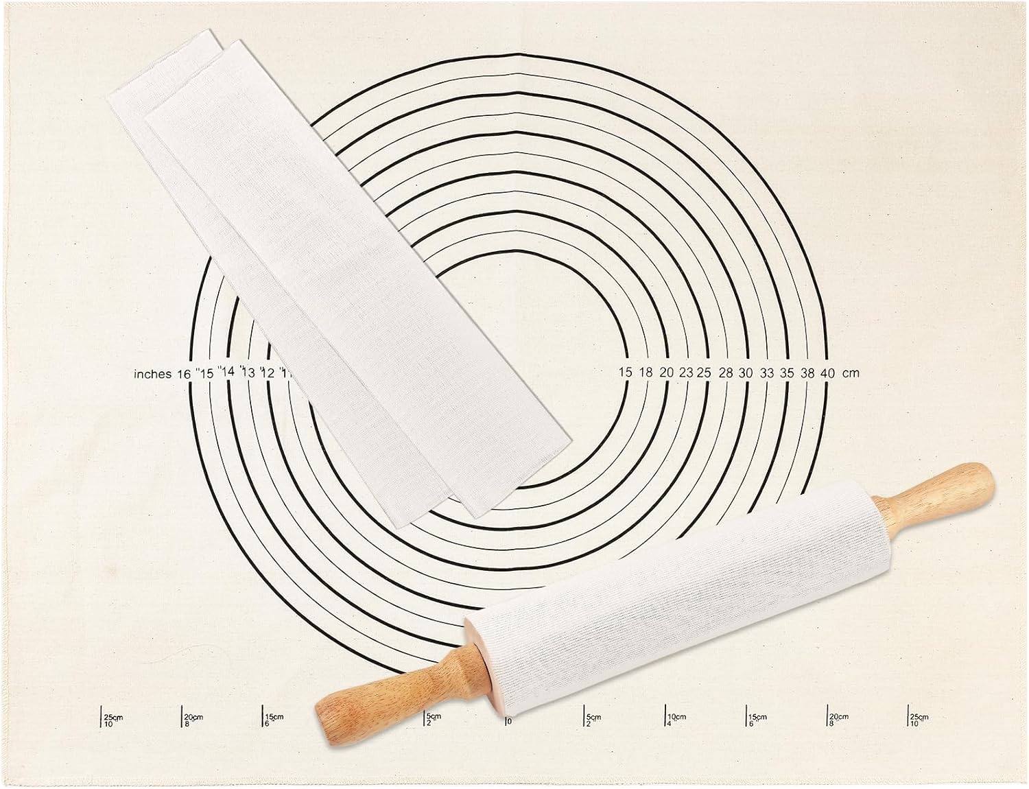 Amazon.com: 3PCS Pastry Cloth and Rolling Pin Cover Set, 1PCS 25" X 20 ...