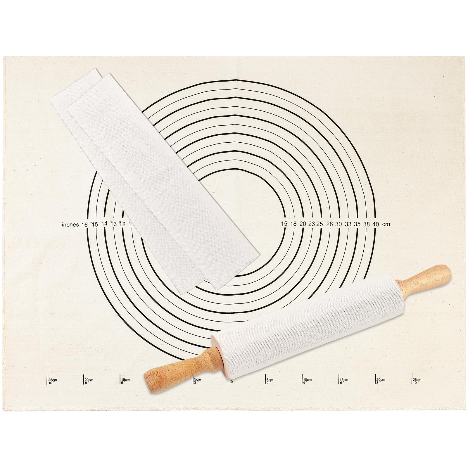 Amazon.com: 3PCS Pastry Cloth and Rolling Pin Cover Set, 1PCS 25" X 20 ...