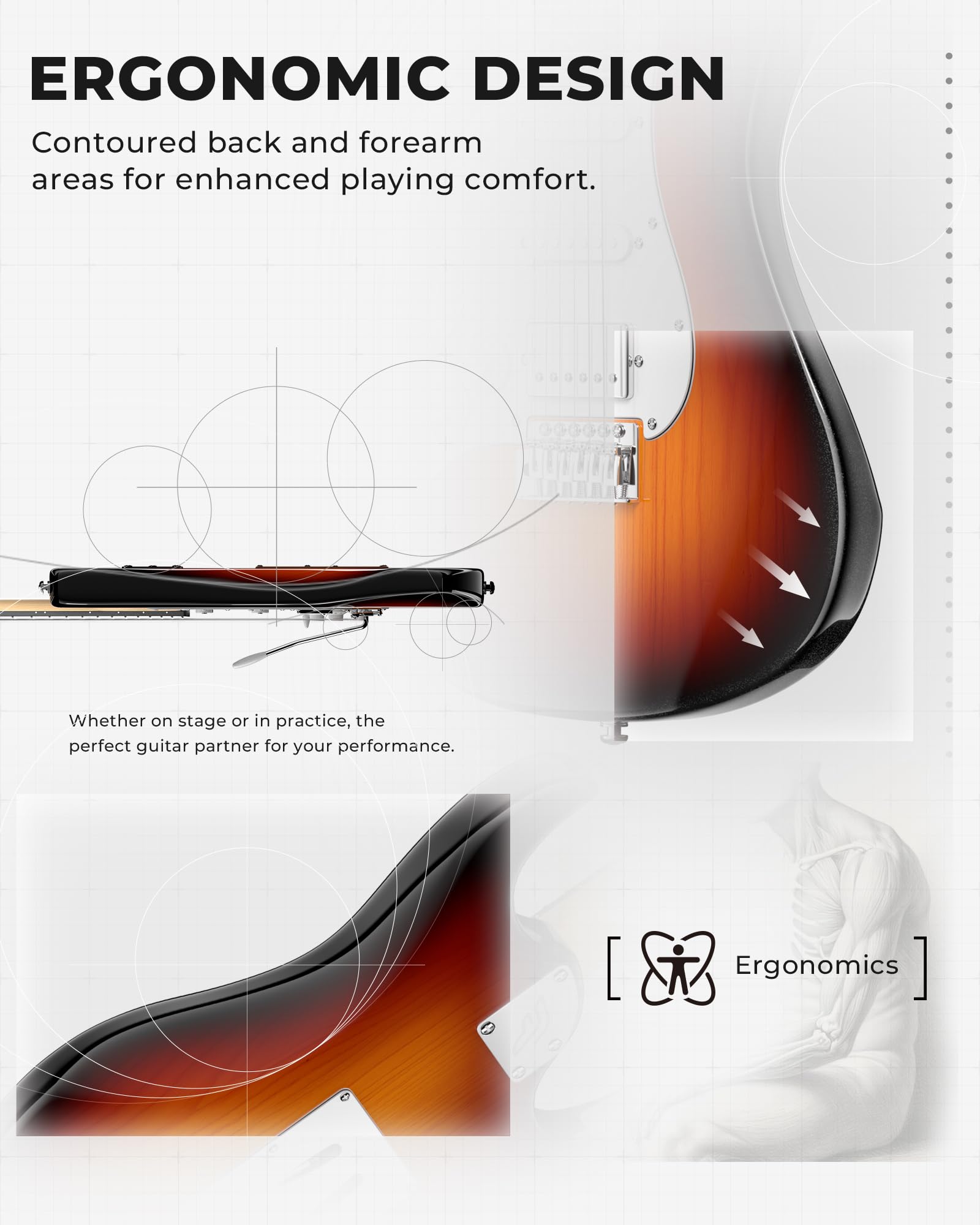 Snapklik.com : Fesley Left-Handed Electric Guitar: 39" Full Size ...