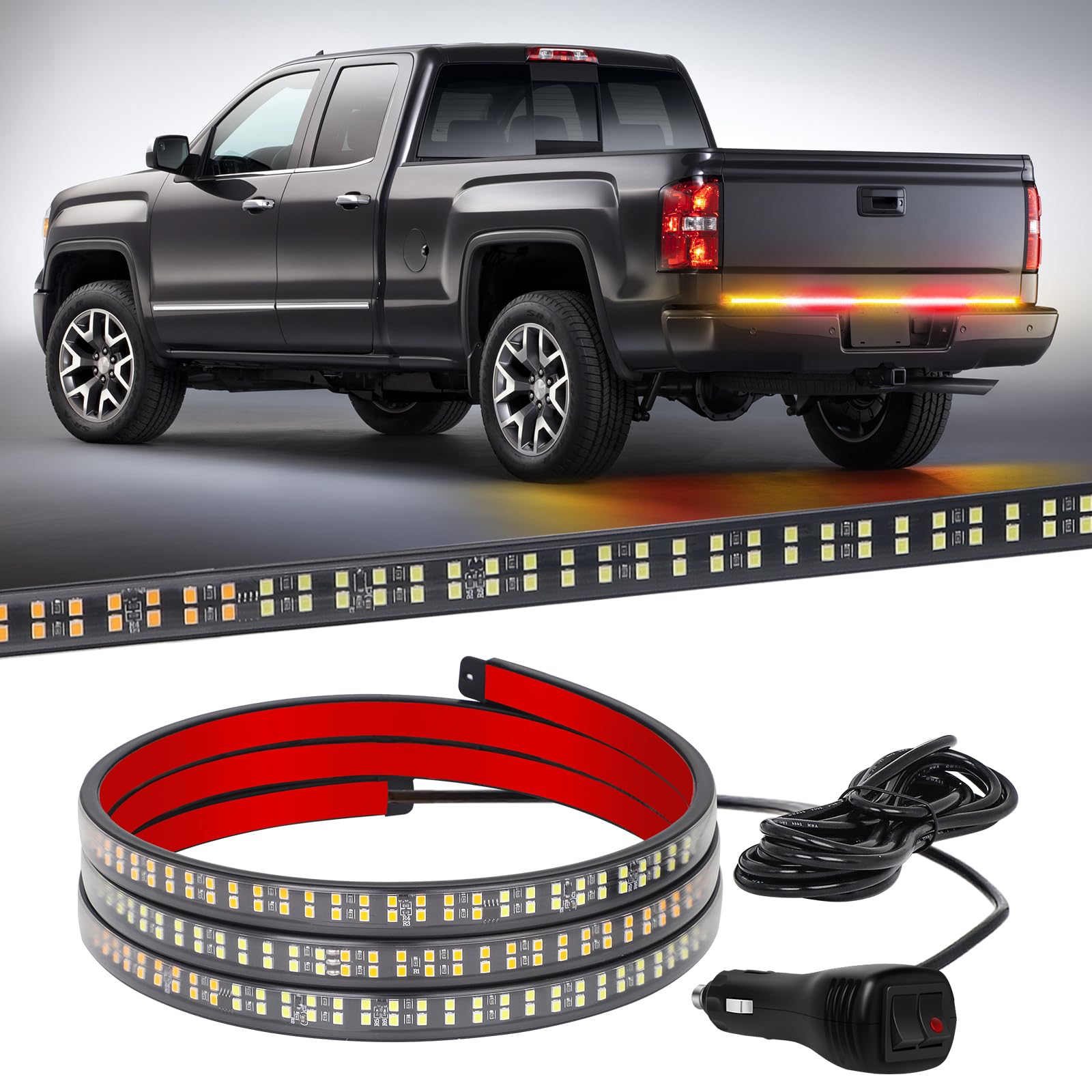 Snapklik.com : 60 Inch Amber Red Truck Tailgate Strobe Lights Strip 360 ...
