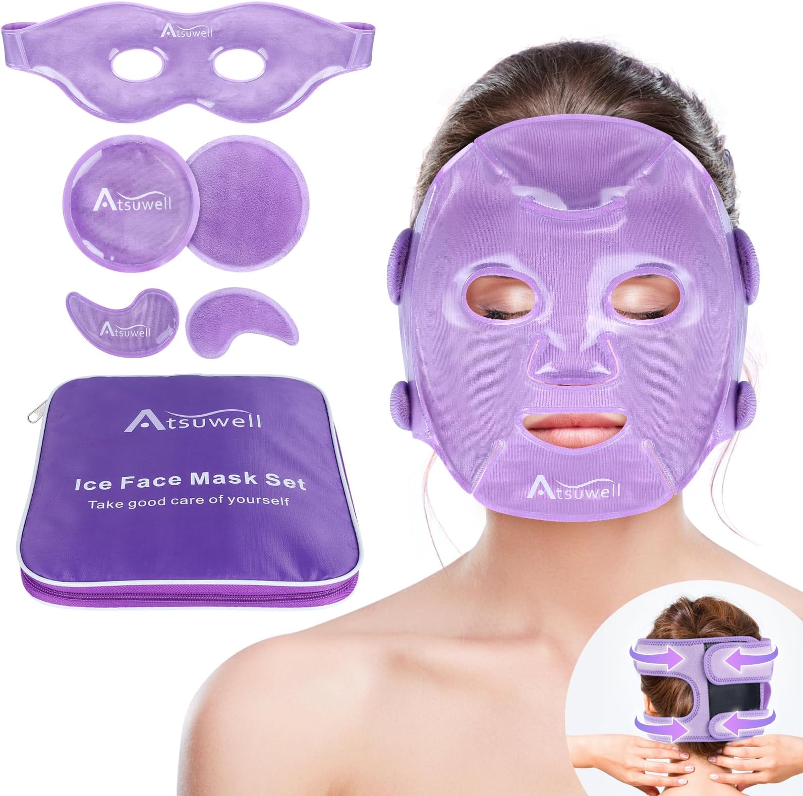 Amazon.com : Atsuwell Cooling Ice Face Eye Mask Set for Dark Circles ...