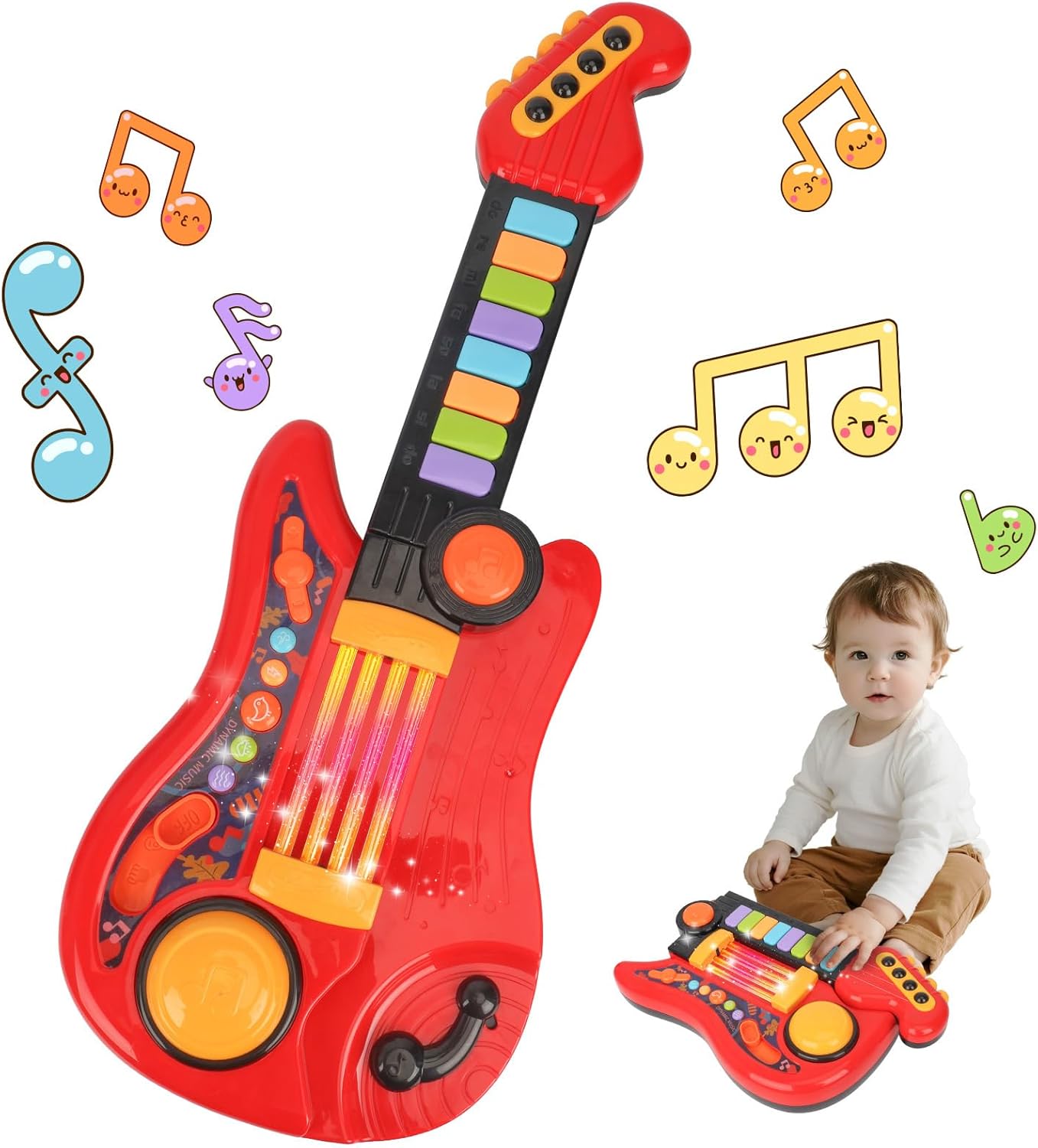 Amazon.com: Kids Guitar Toy for 3 Year Old Boy Birthday Gift 2-in-1 ...