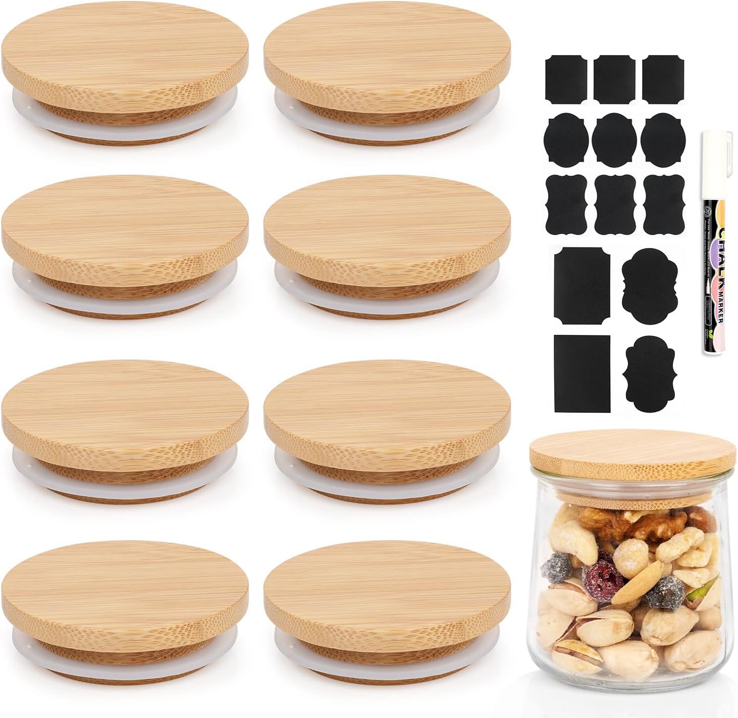 Amazon.com: Riavzau Oui Yogurt Jar Lids, 4 Pack Oui Yogurt Bamboo Jar ...