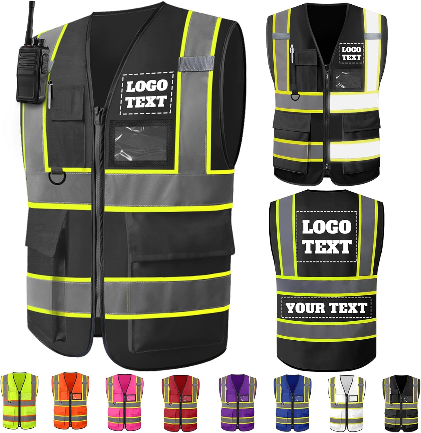 Akmxem Custom Safety Vest Logo High Visibility Work Vests for Men ...
