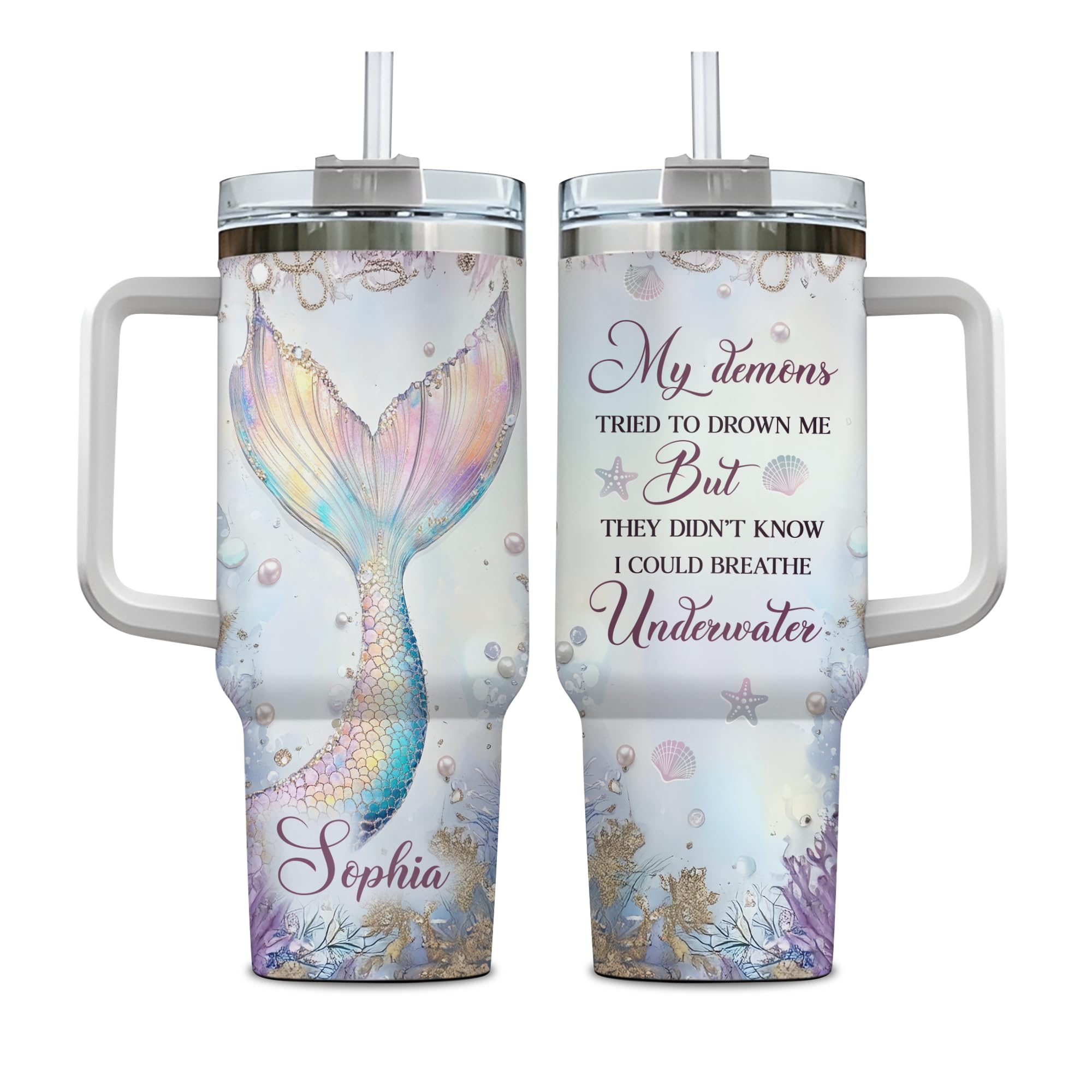 Amazon.com | Hyturtle Personalized Mermaid Tumbler - Mermaid Gifts For ...