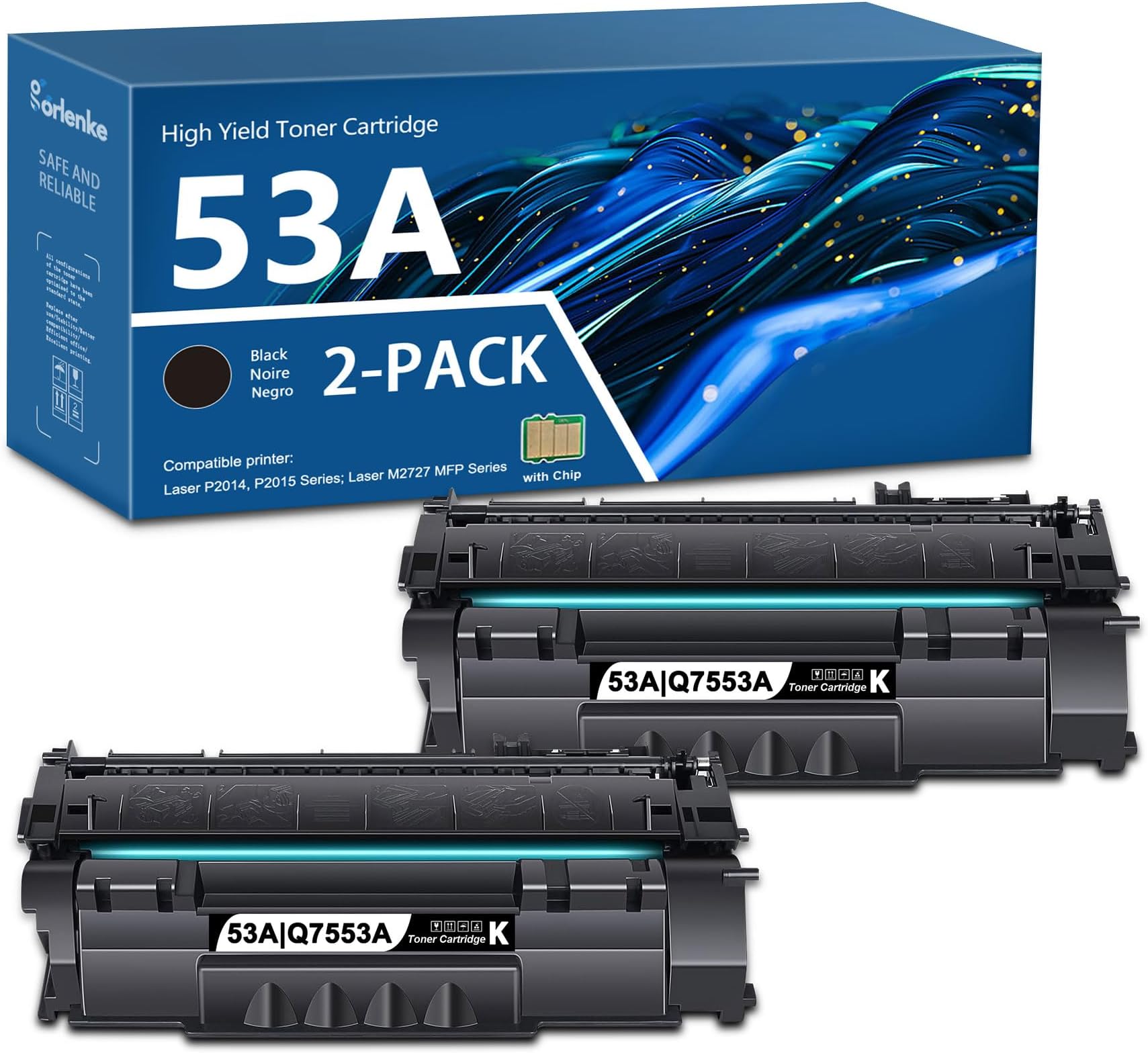 Amazon.com: Q7553A 53A Black Toner Cartridge with Chip (2-Pack ...