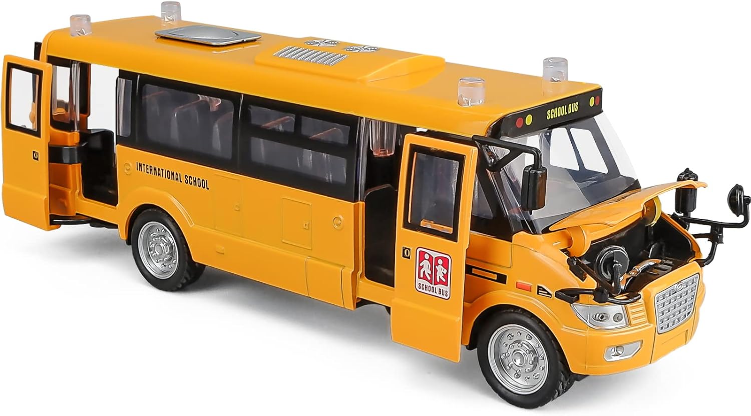 Amazon.com: kivcmds Pull Back School Bus Toys, 9" Yellow Die-cast Alloy ...