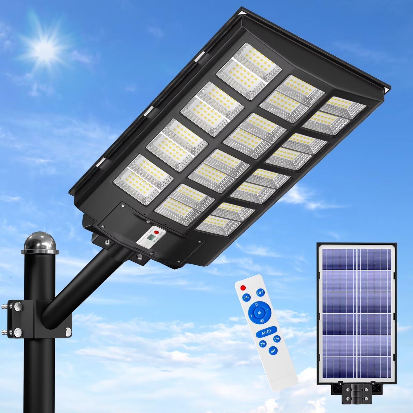 JAYNLT 6000W Outdoor Solar Street Lights, 450000LM 65000K Parking ...