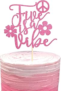 Amazon.com: Arthsdite Five is a Vibe Cake Topper, Happy 5th Birthday Party Boy Girl Decorations ...