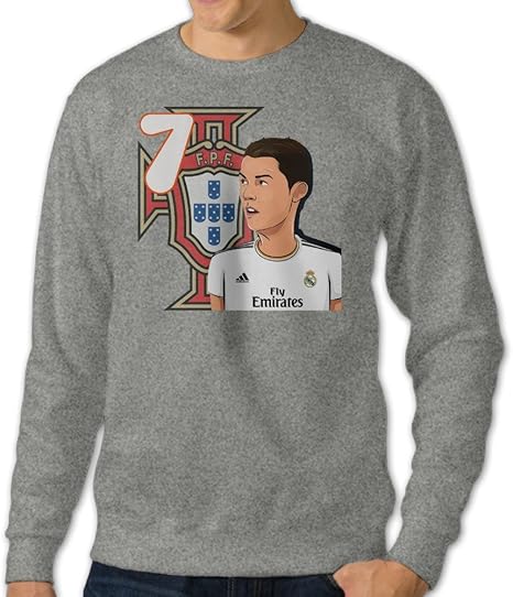 Men's Cristiano Ronaldo CR7 Round Collar Pullover Hooded SweatshirtAsh ...