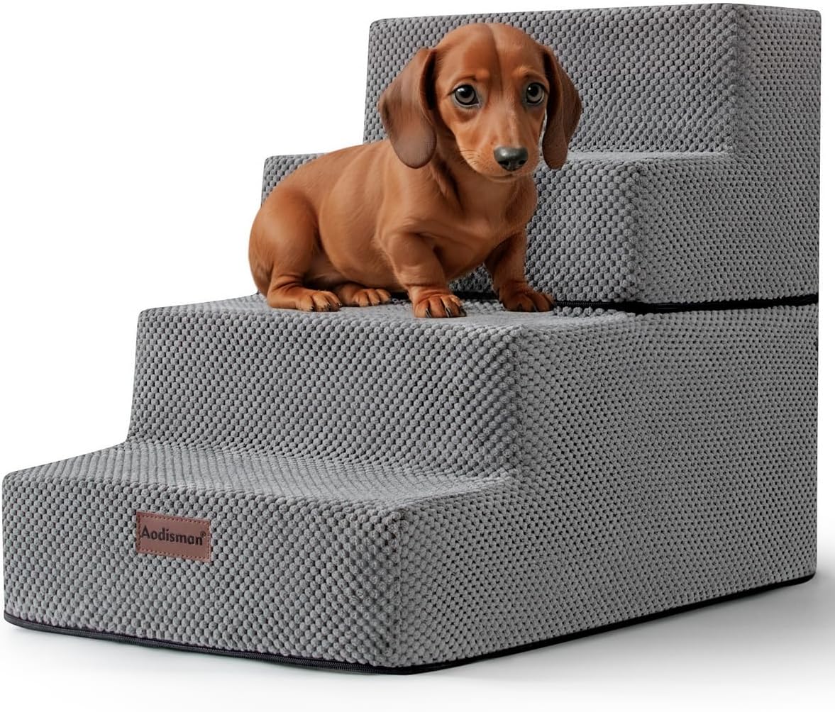 Amazon.com : Kojem Foldable Pet Stairs Dogs & Cats Steps for High Bed ...