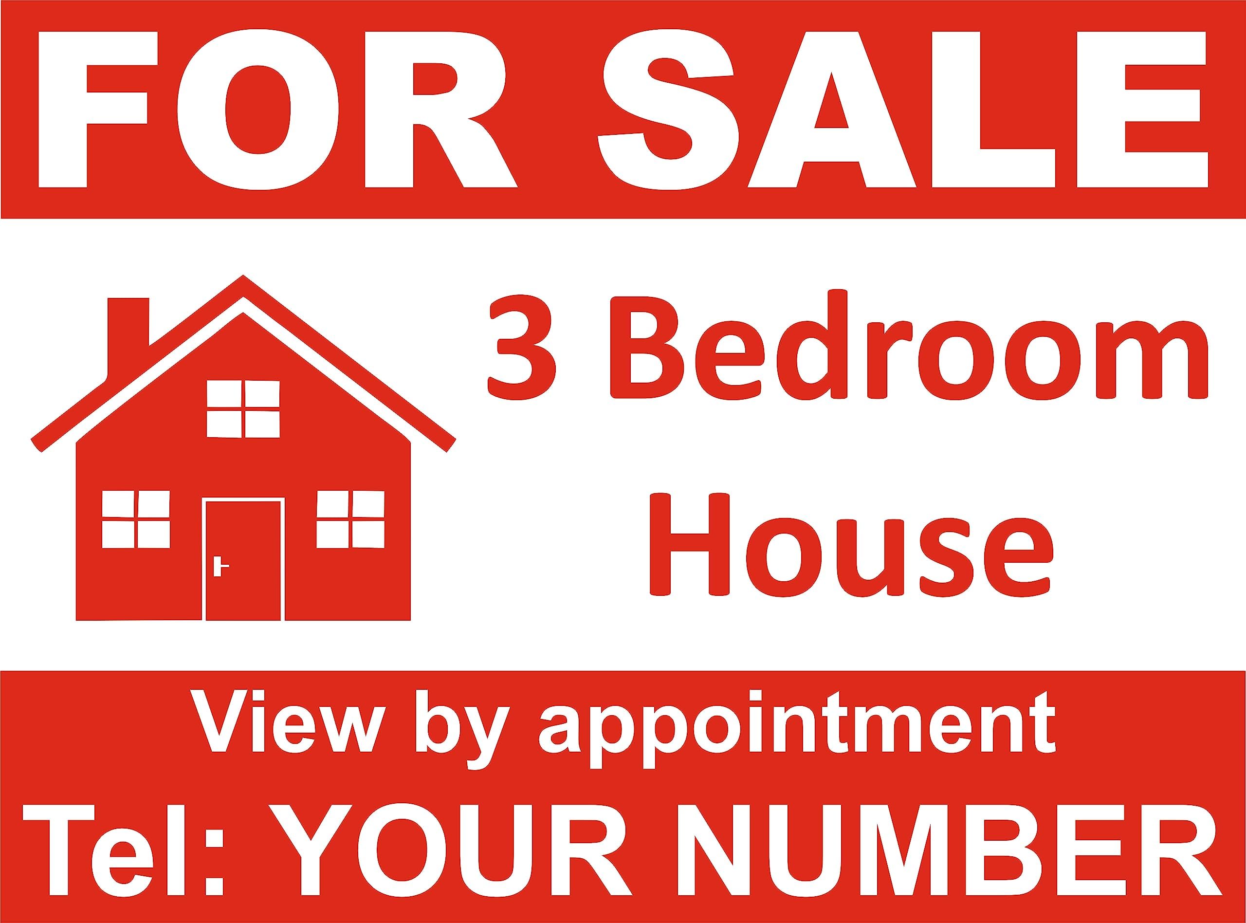 PROPERTY HOUSE FOR SALE SIGN BOARDS PERSONALISED X 2 DIY : Amazon.co.uk ...