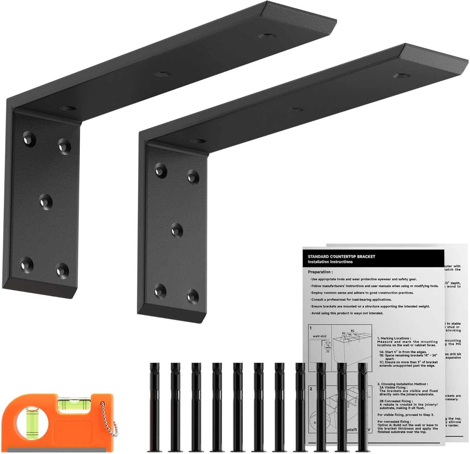Amazon.com: LEOPO 12" Countertop Support Brackets 2 Pack, 3/8" Thick ...