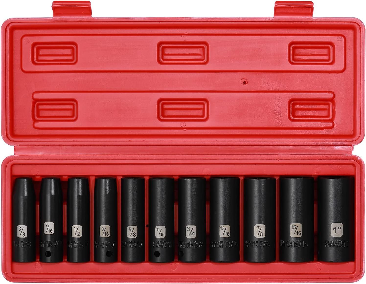 Mayouko 1/2" Drive Deep Impact SAE Socket Set, CR-V, 6 Point, 11 Pieces ...