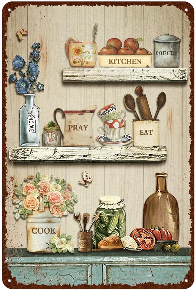 Amazon.com : Vintage Farmhouse Kitchen Sign Kitchen Metal Signs Rustic ...