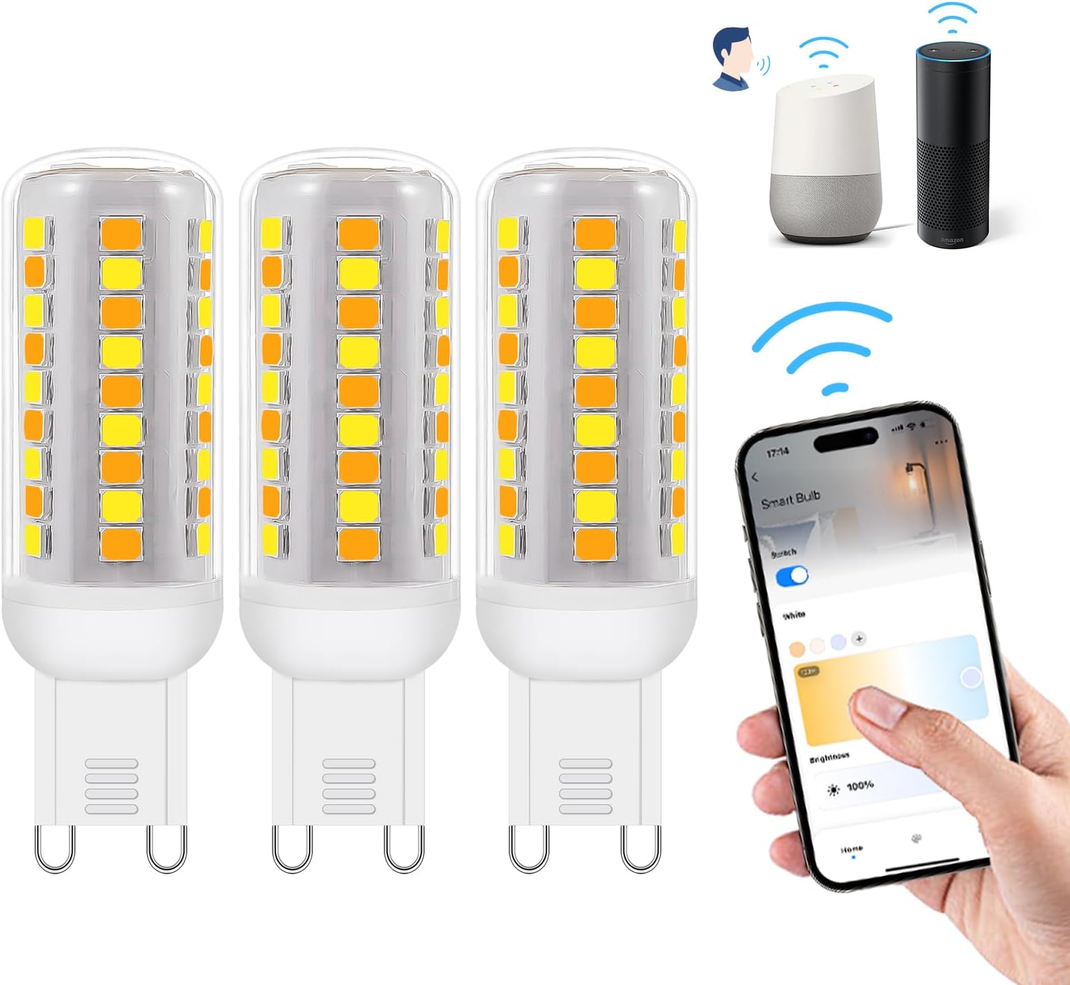 Wi-Fi Smart G9 LED Bulbs,Compatible with Alexa /Google Assistant ...