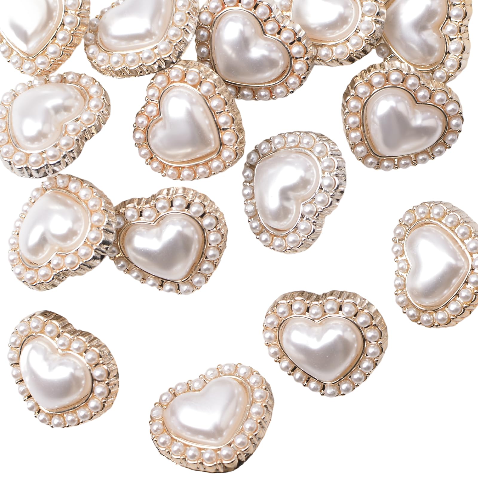 Amazon.com: URROMA 50Pcs Faux Pearl Button, Heart Shaped Pearl Retro ...