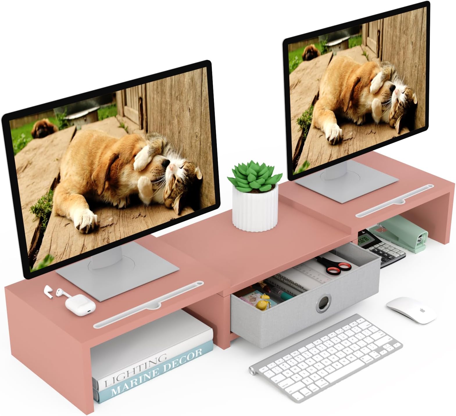 Amazon.com: Bazargame Wood Monitor Stand Riser Computer，Monitor Stand ...