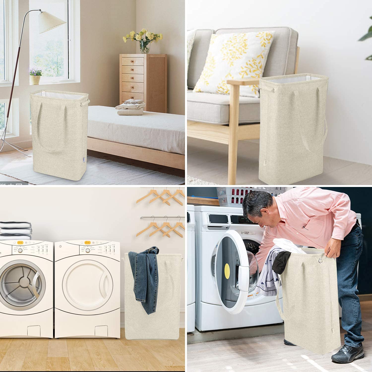 DYD Slim Laundry Basket with Handles Collapsible Linen Hampers for ...
