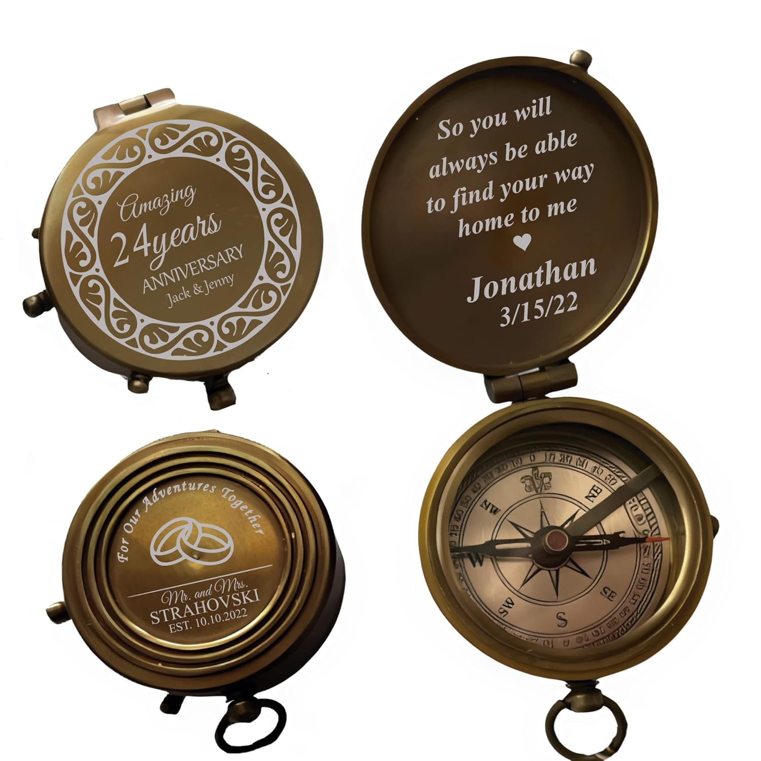Amazon.com: Custom Engraved Working Compass, Personalized Compass ...