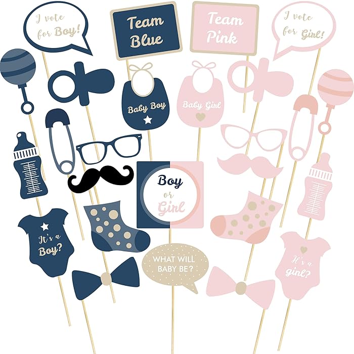 Buy Baby Shower Photo Booth Props Navy Blue and Pink Boy or Girl Gender ...