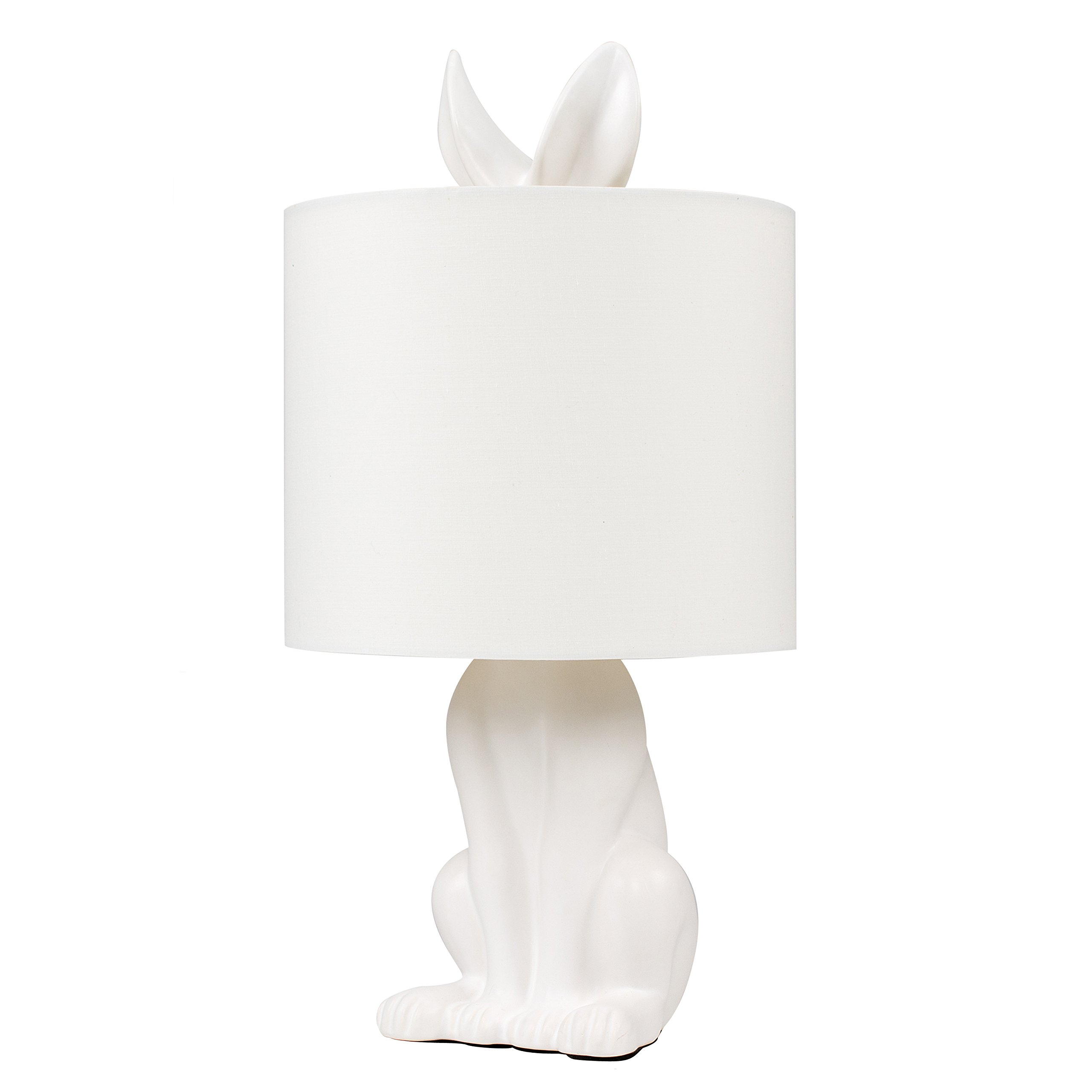 MiniSun Modern Matt White Ceramic Rabbit/Hare Table Lamp with a White ...