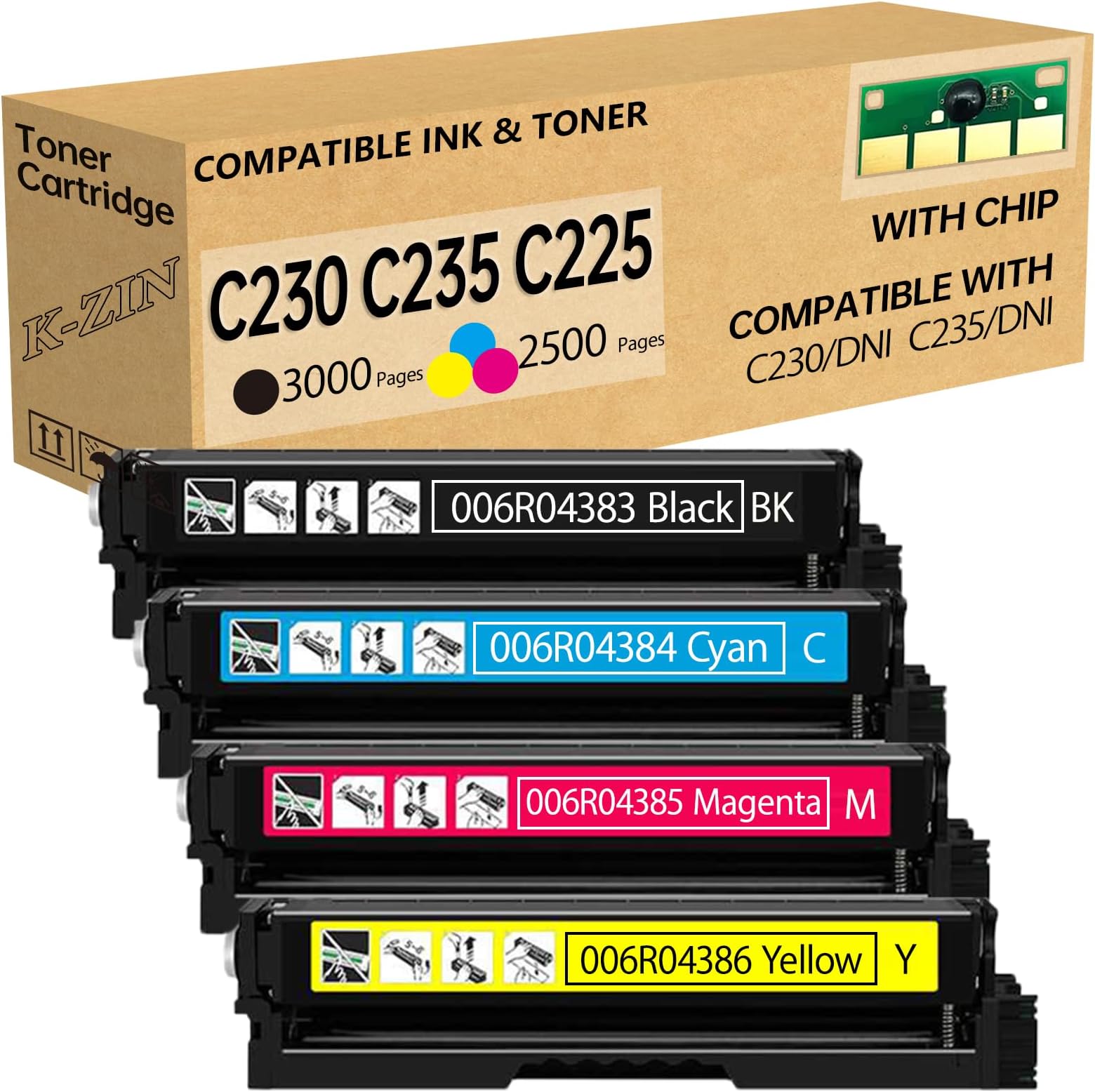 Amazon.com: 4 Pack for Xerox C235 C230 Toner Cartridge (with Chip ...