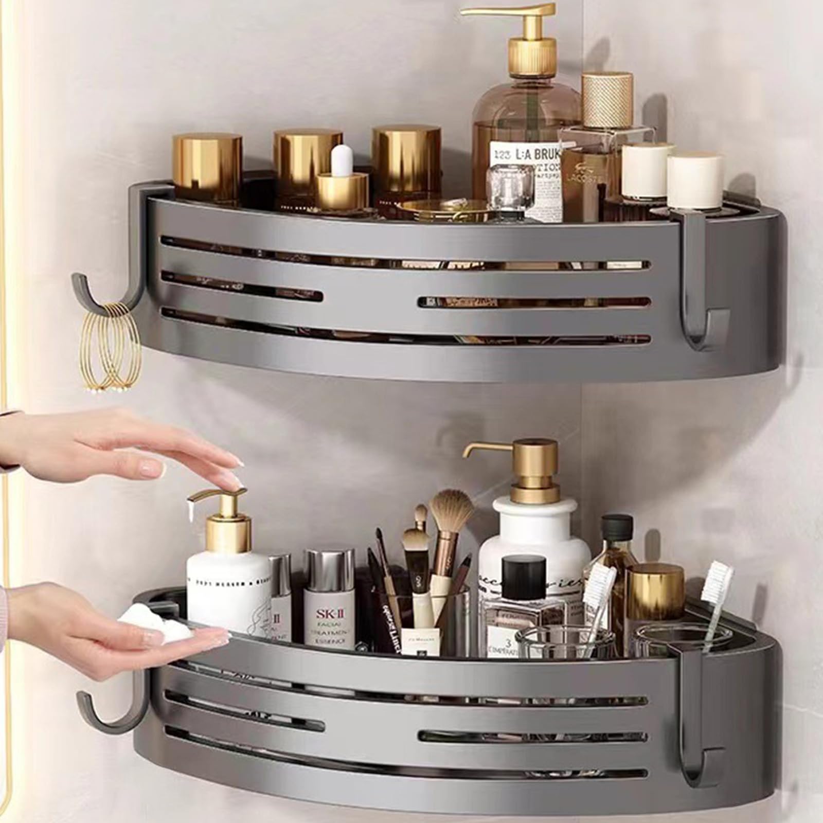 Shower Caddy Shelf 2Pack Bathroom Organiser Large Storage Corner no ...