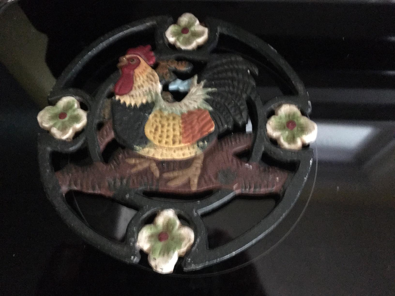 Amazon.com: Home Basics Cast Iron Rooster (Black) Trivet, 8" x 8" x .62 ...