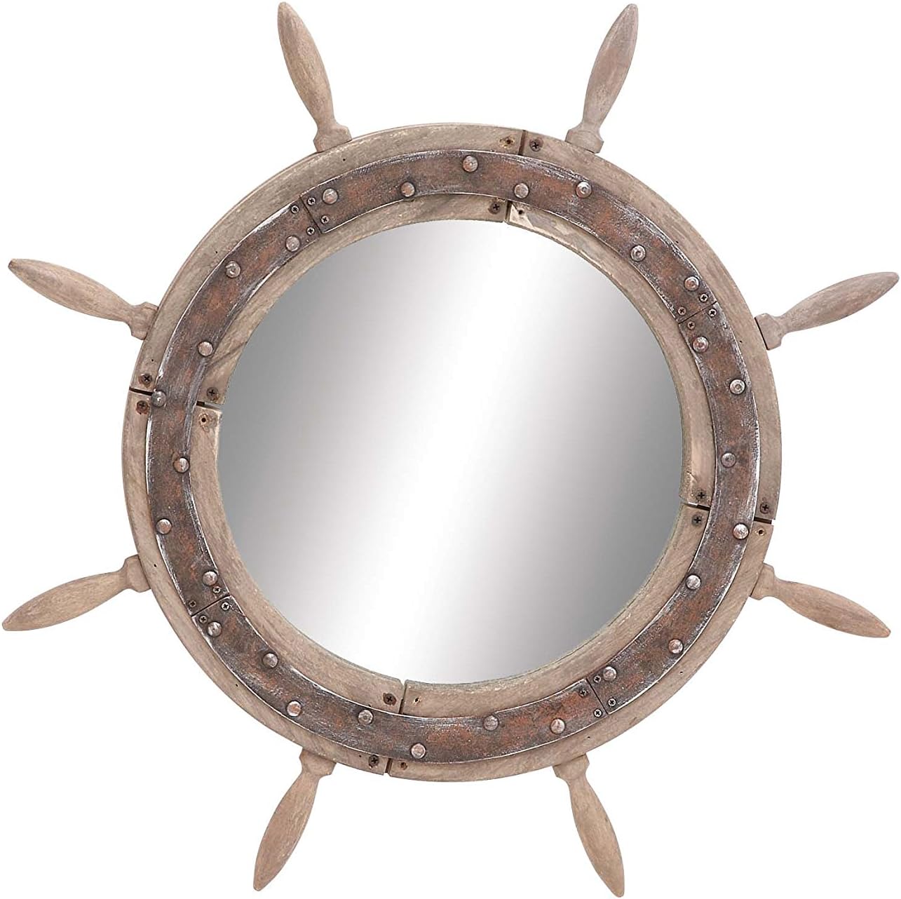 Amazon.com: SH 17.5" Wooden Ship Wheel Mirror : Home & Kitchen