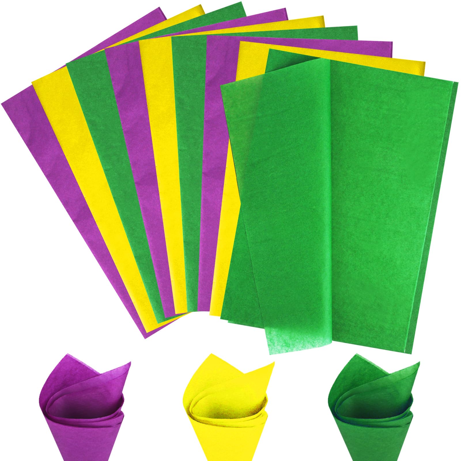 Amazon.com: Welpurch 120 Sheet Mardi Gras Tissue Paper, 20x14in Purple ...