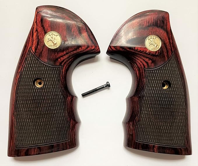 Amazon.com : Gun Grip Supply Colt Python Grips Rosewood Checkered ...