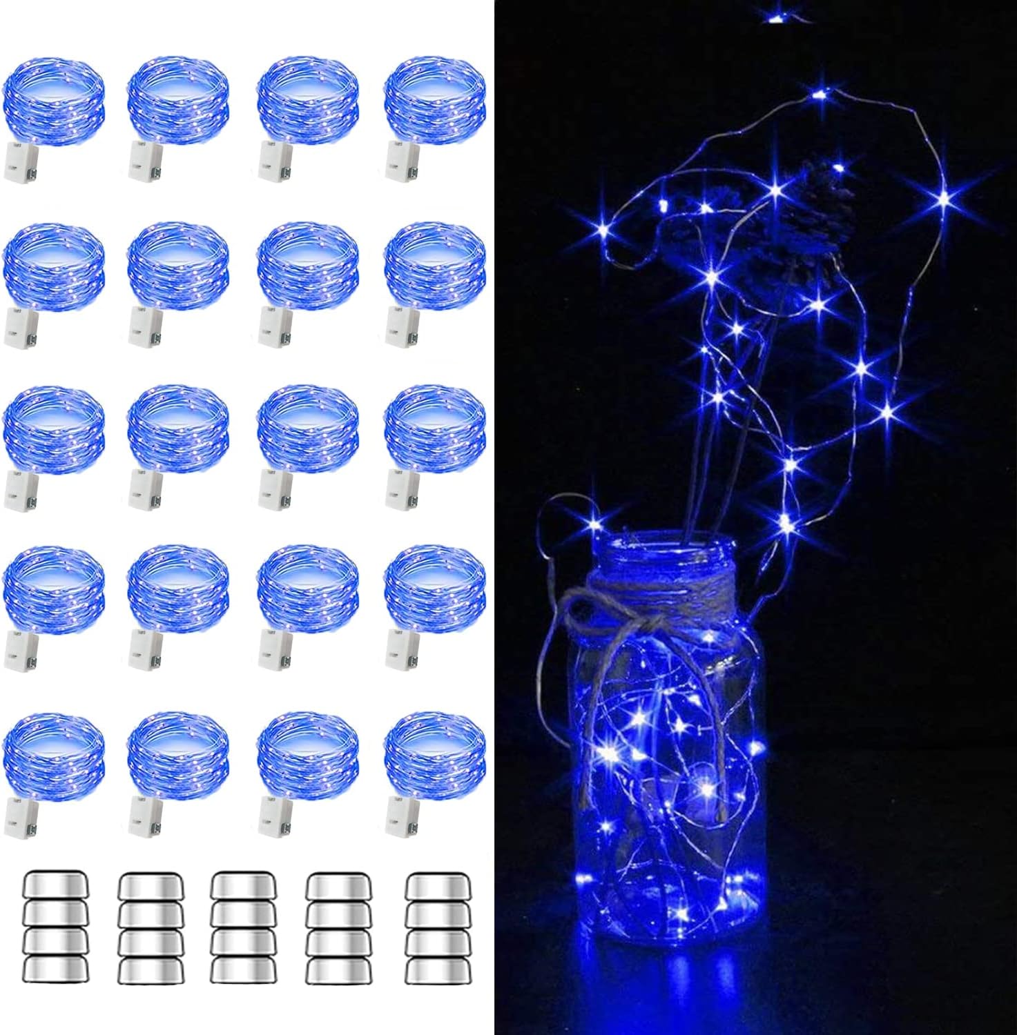 Paquete de 20 luces de hadas que funcionan con pilas 33 pies 20 luces ...