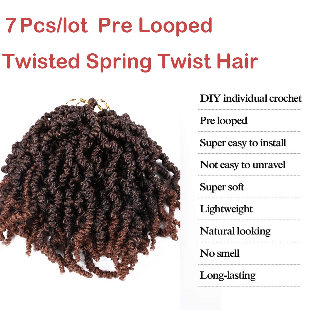 7 Packs Spring Twist Hair Short Curly Pre-twisted Passion Twist Hair ...