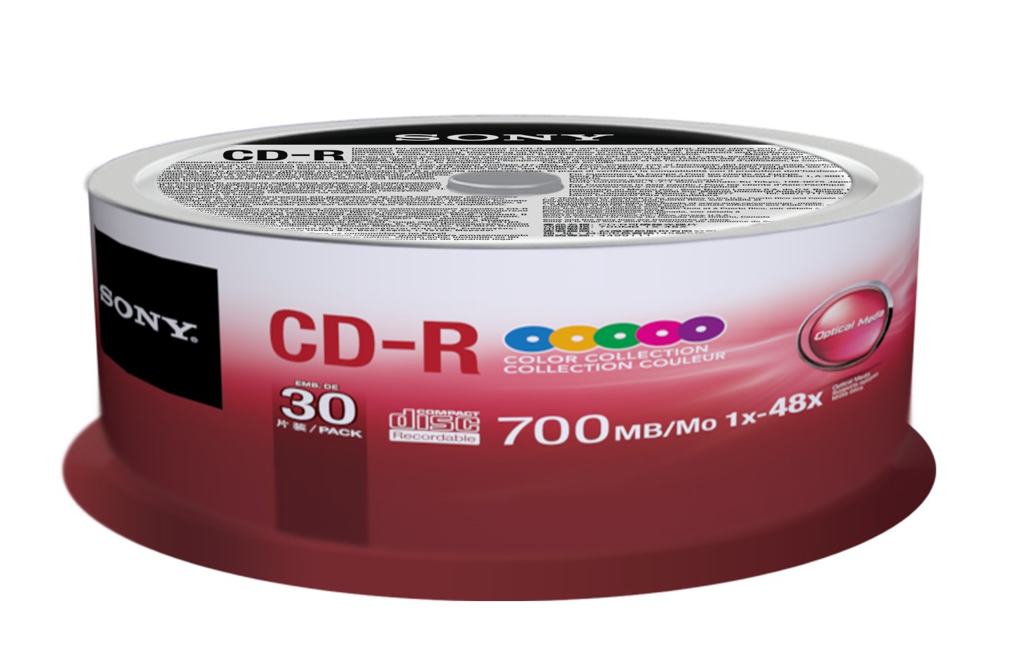 Sony 30CDQ80XP CD-R 48X 80 min/700MB Color Spindle Compact Disc, 30 ...