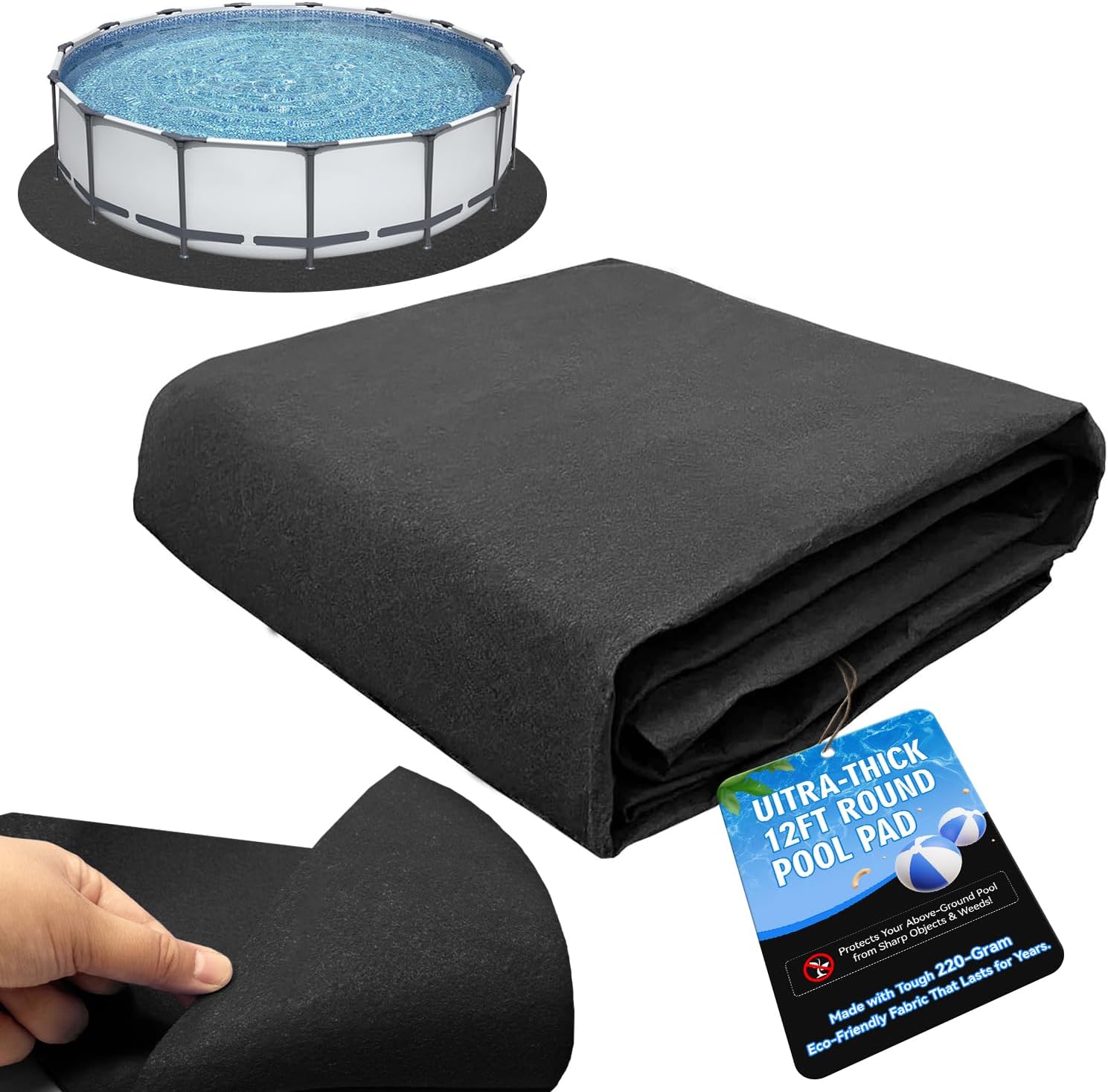 Amazon.com : 12Ft Square Swimming Pool Ground Cloth, Waterproof Heavy ...