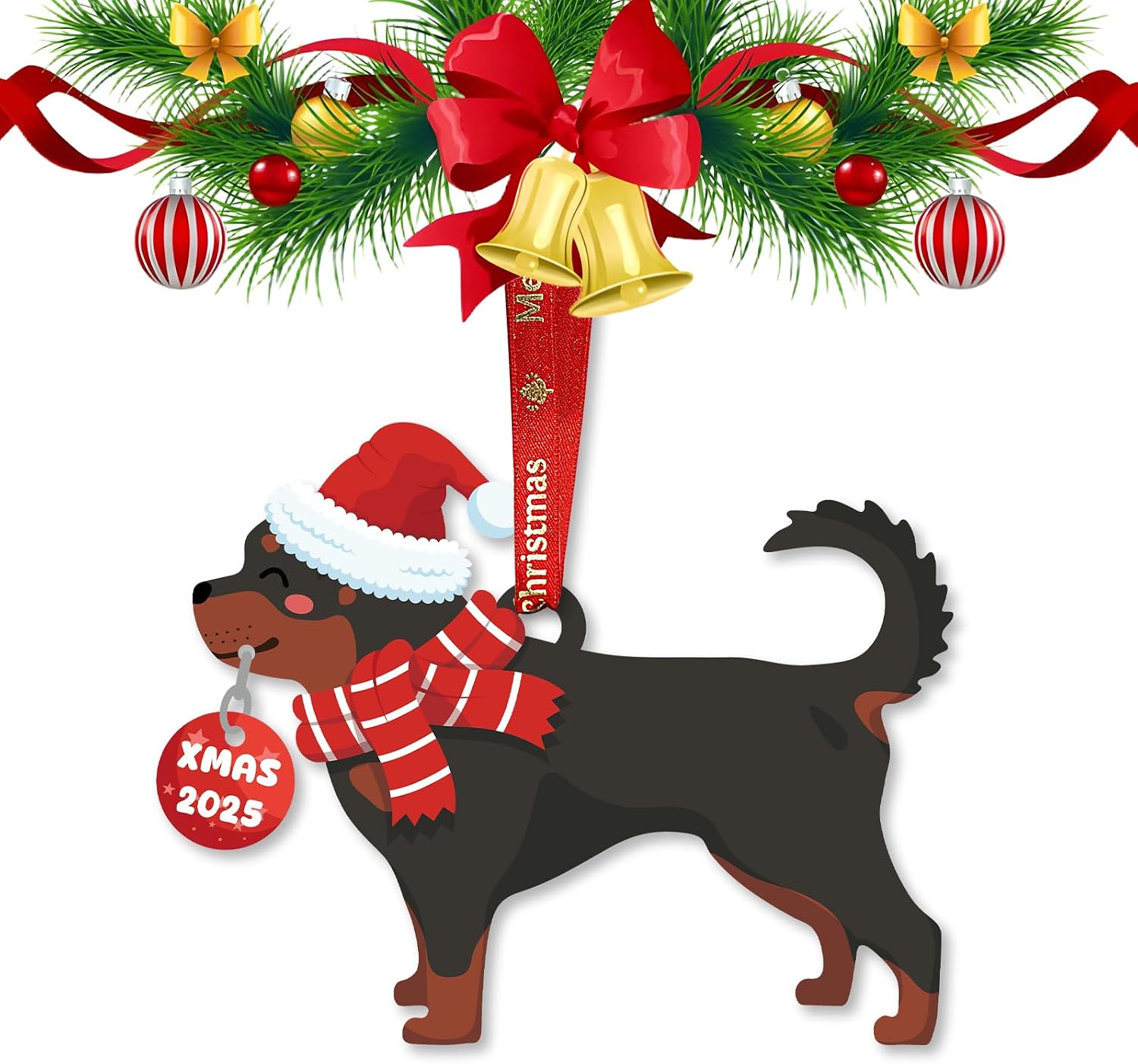 Amazon.com: Christmas Rottweiler Ornaments 2025, Rottweiler Ornament ...