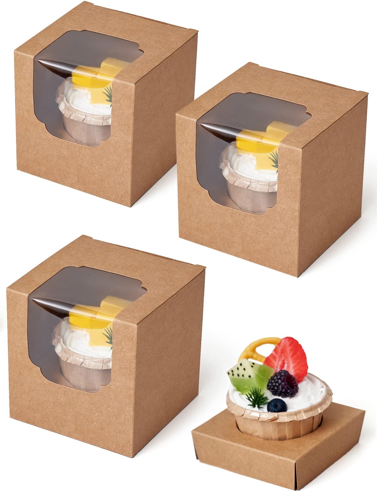 Amazon.com: 50-Pack Single Cupcake Boxes with Inserts for Bakery ...