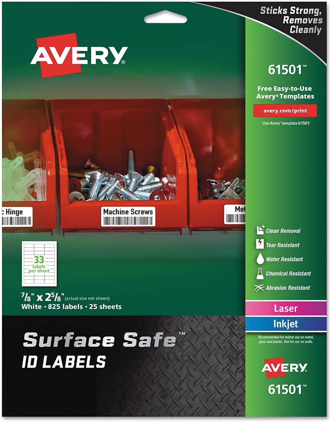 Amazon.com : Avery Surface Safe ID Labels, 7/8" x 2 5/8", White, Pack ...