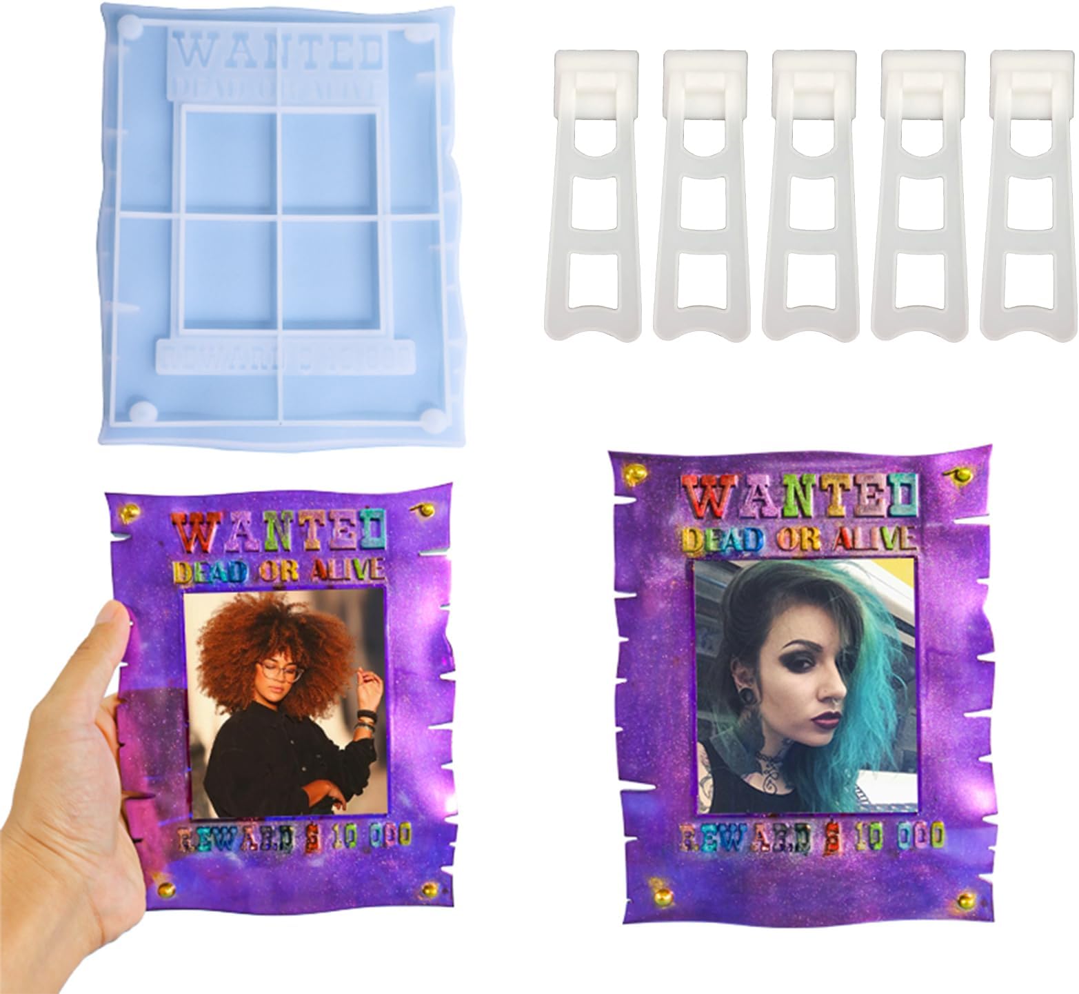 Amazon.com: 2 Set Quicksand Photo Frame Resin Mold with Stand Ornament ...