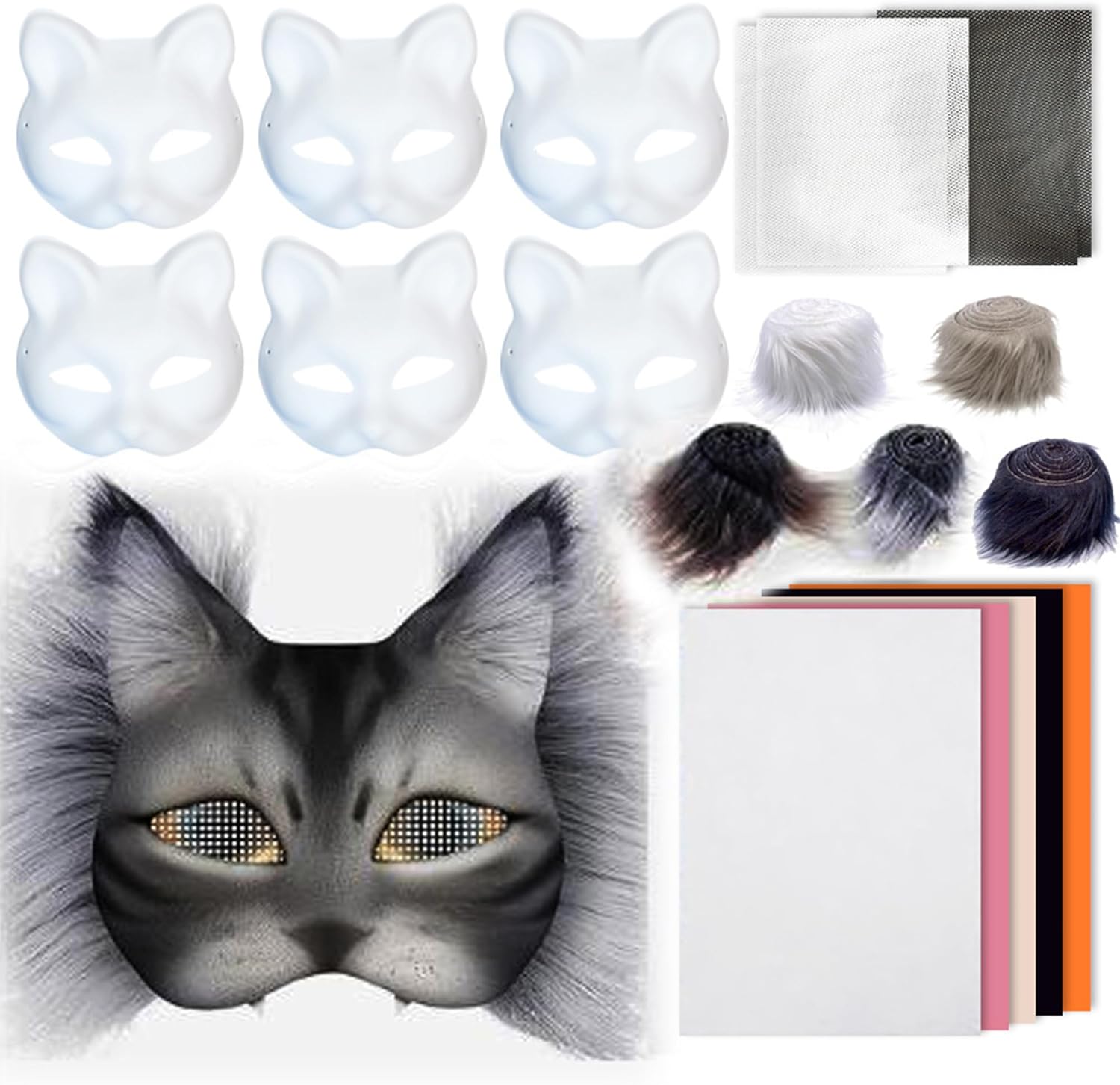Therian Mask Set, Therian Mask Kit with Wool Strip, Faux Therian Mask, Therian Cat Mask, DIY ...