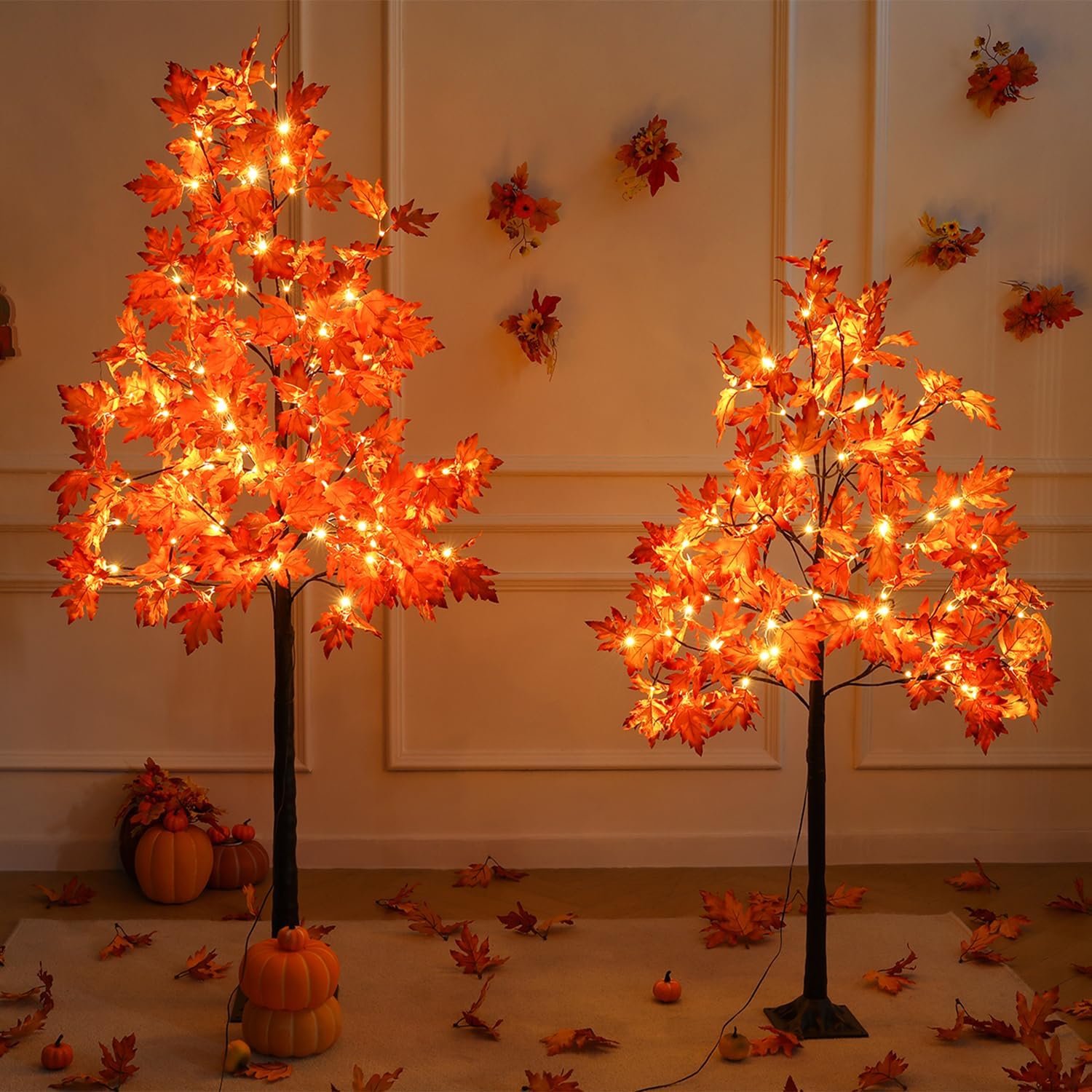 Amazon.com: LightsUp Artificial Fall Tree 5FT & 6FT, Set of 2 Maple ...