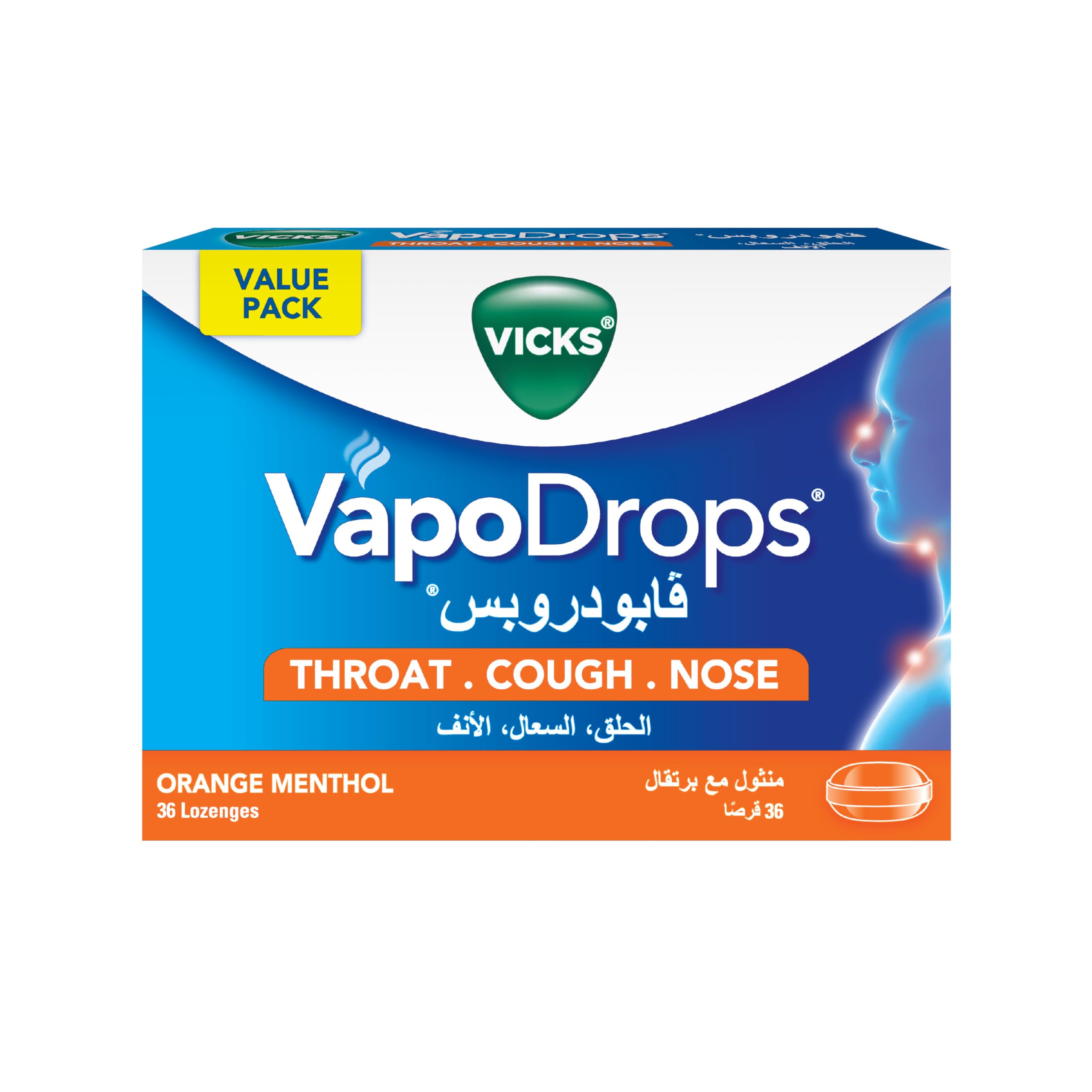 Vicks Vapo Drops Cough Nose Throat Orange Menthol 36 Lozenges : Buy ...