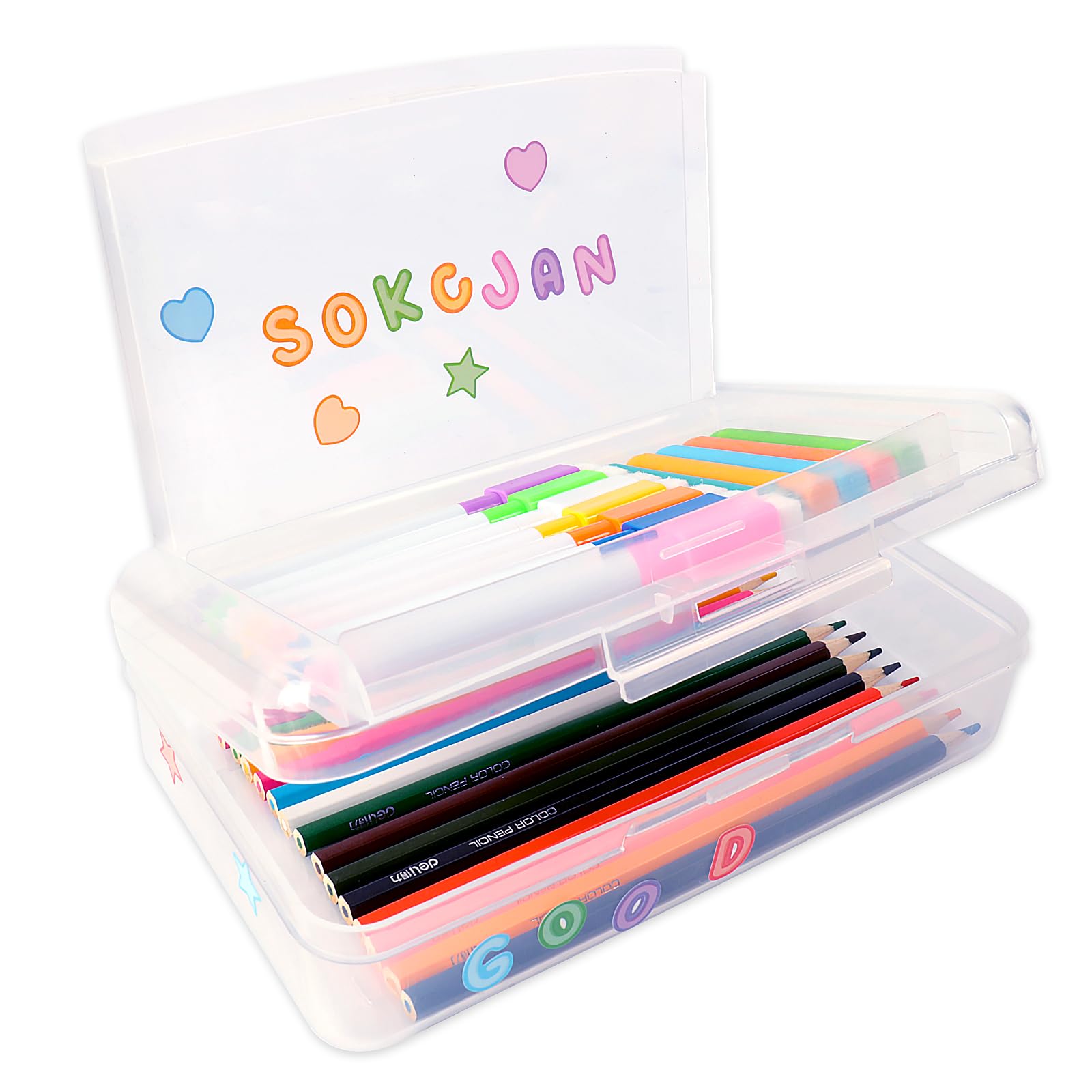 Amazon.com : CAPHONT Double Layer Large Capacity Pencil Box Clear ...